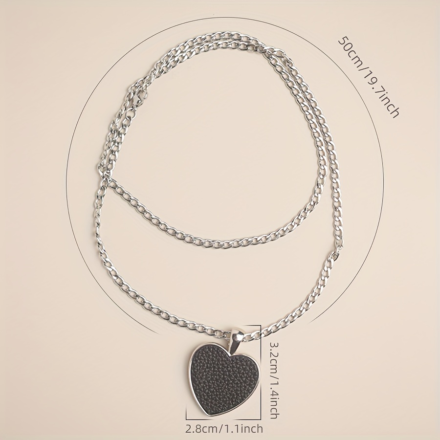 Lychee Pattern Top Layer Leather Ladies Heart Pendant - Temu United ...