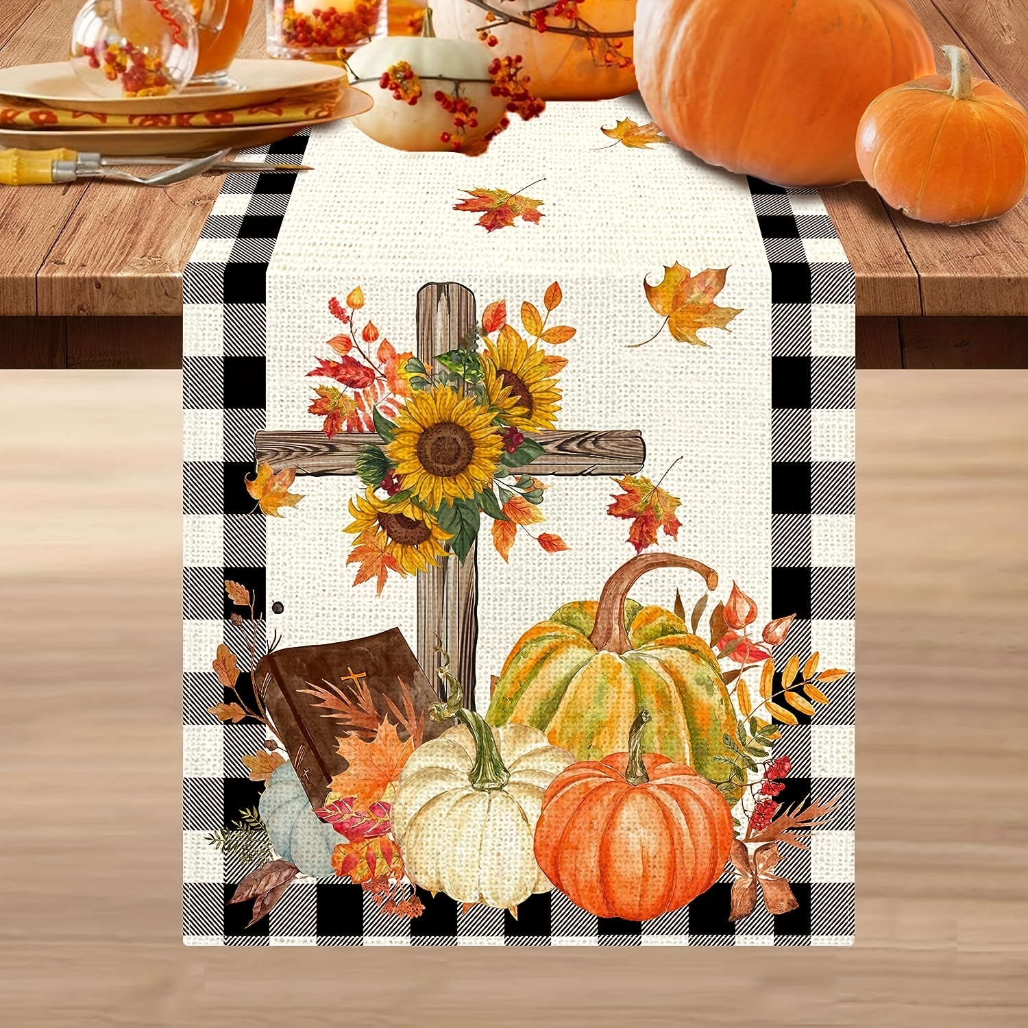 Fall Series Table Runner Thanksgiving Theme Polyester - Temu New Zealand