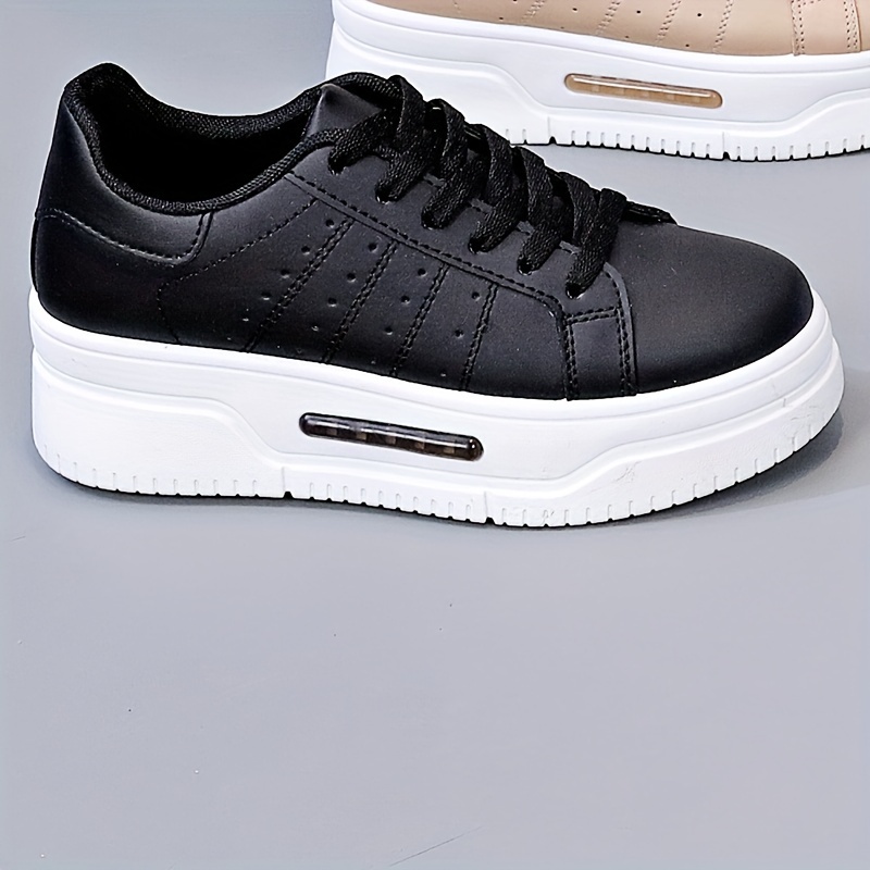 Women's Platform Skate Shoes Solid Color Round Toe Low Top - Temu ...
