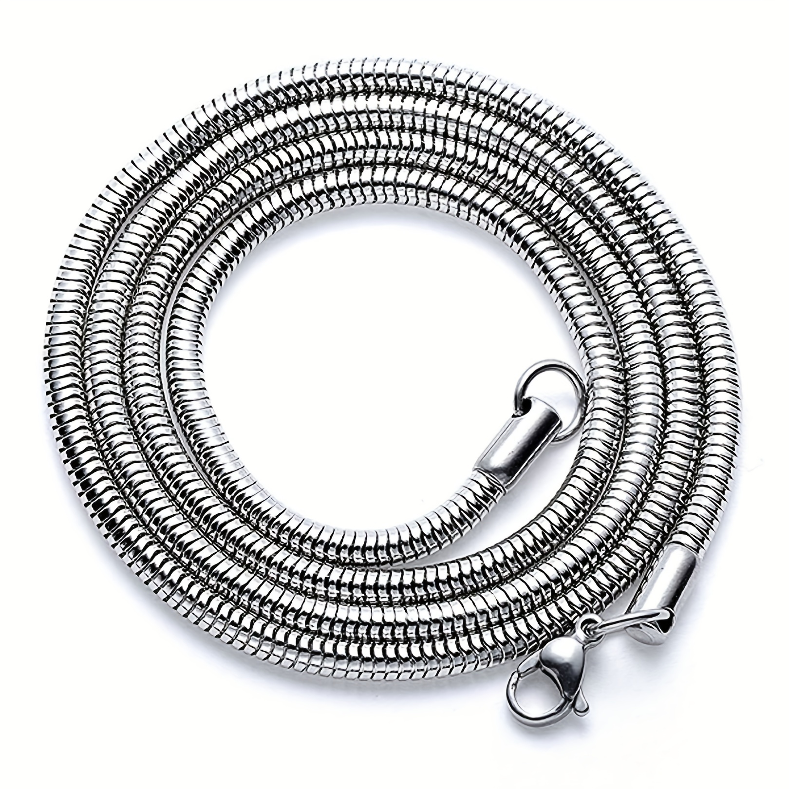 Stainless Steel Silvery Round Snake Chain Necklace Men Women - Temu ...
