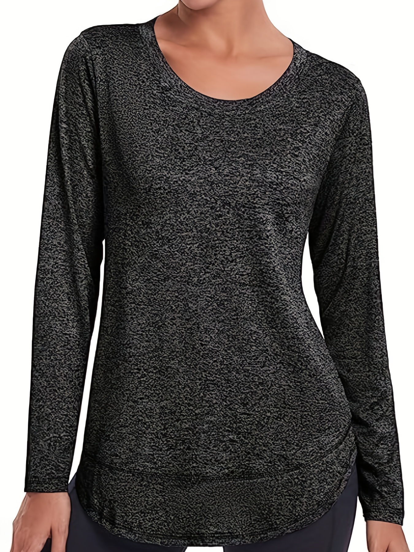 Round Neck Running Side Split T Shirts Solid - Temu Australia