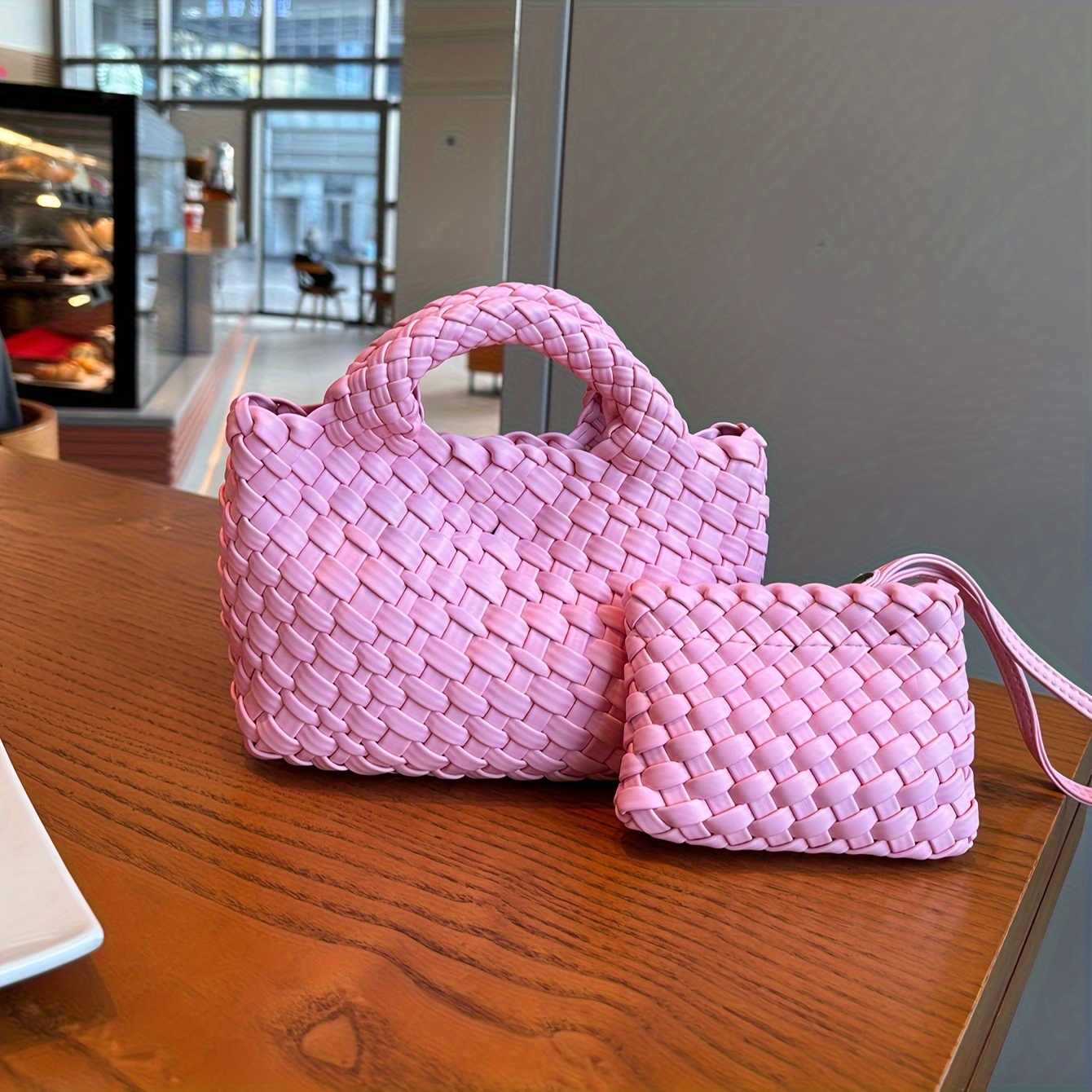 Mini Minimalist Braided Design Satchel Bag Solid Color - Temu New Zealand