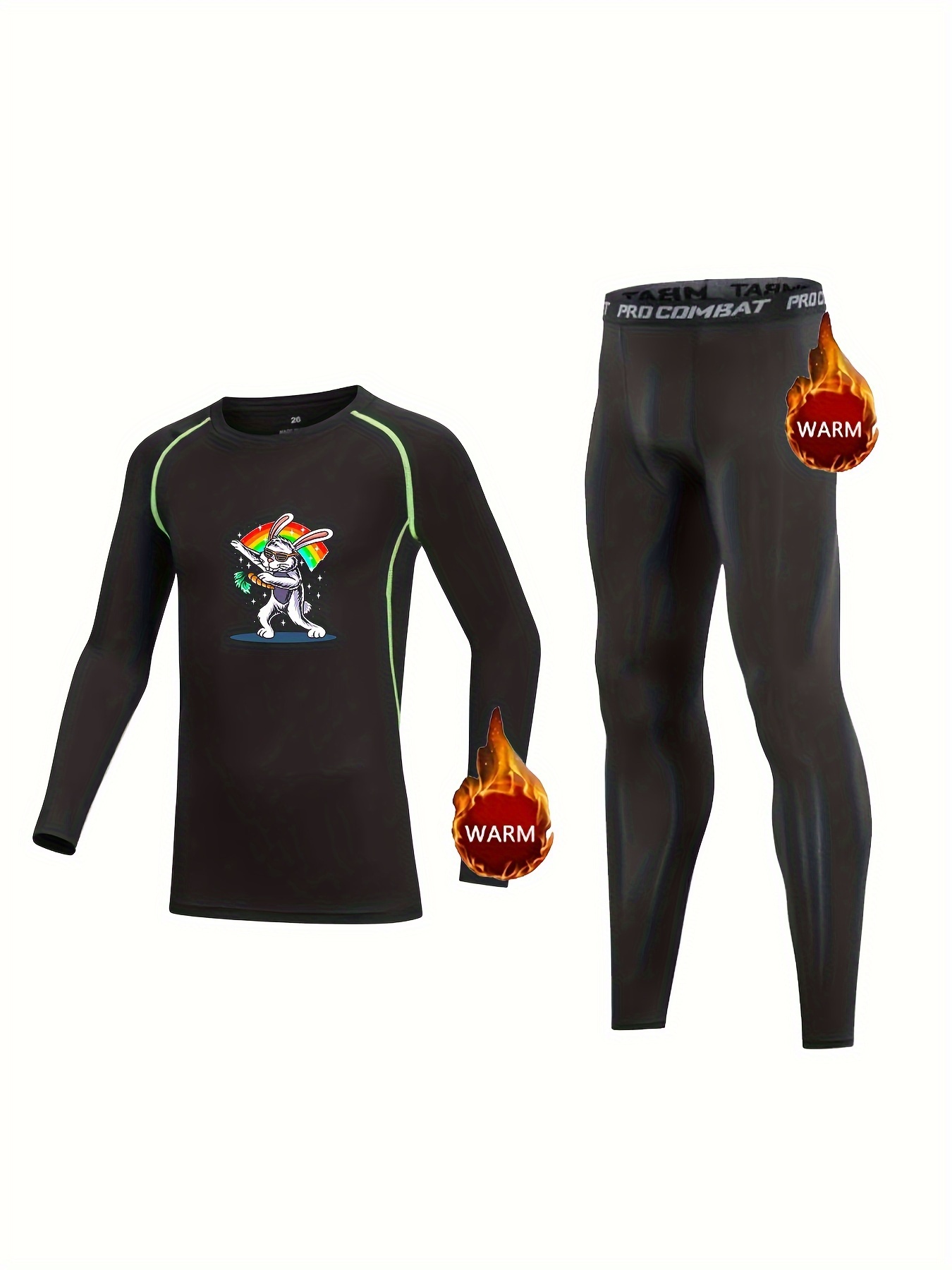 Kids Compression High Elastic Fleece Sets Cartoon Rabbit - Temu Australia