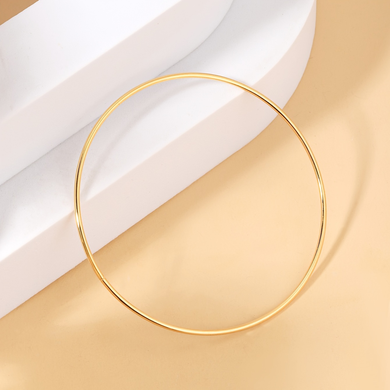 Simple Stainless Steel Circle Bangle Bracelet Plated - Temu Denmark