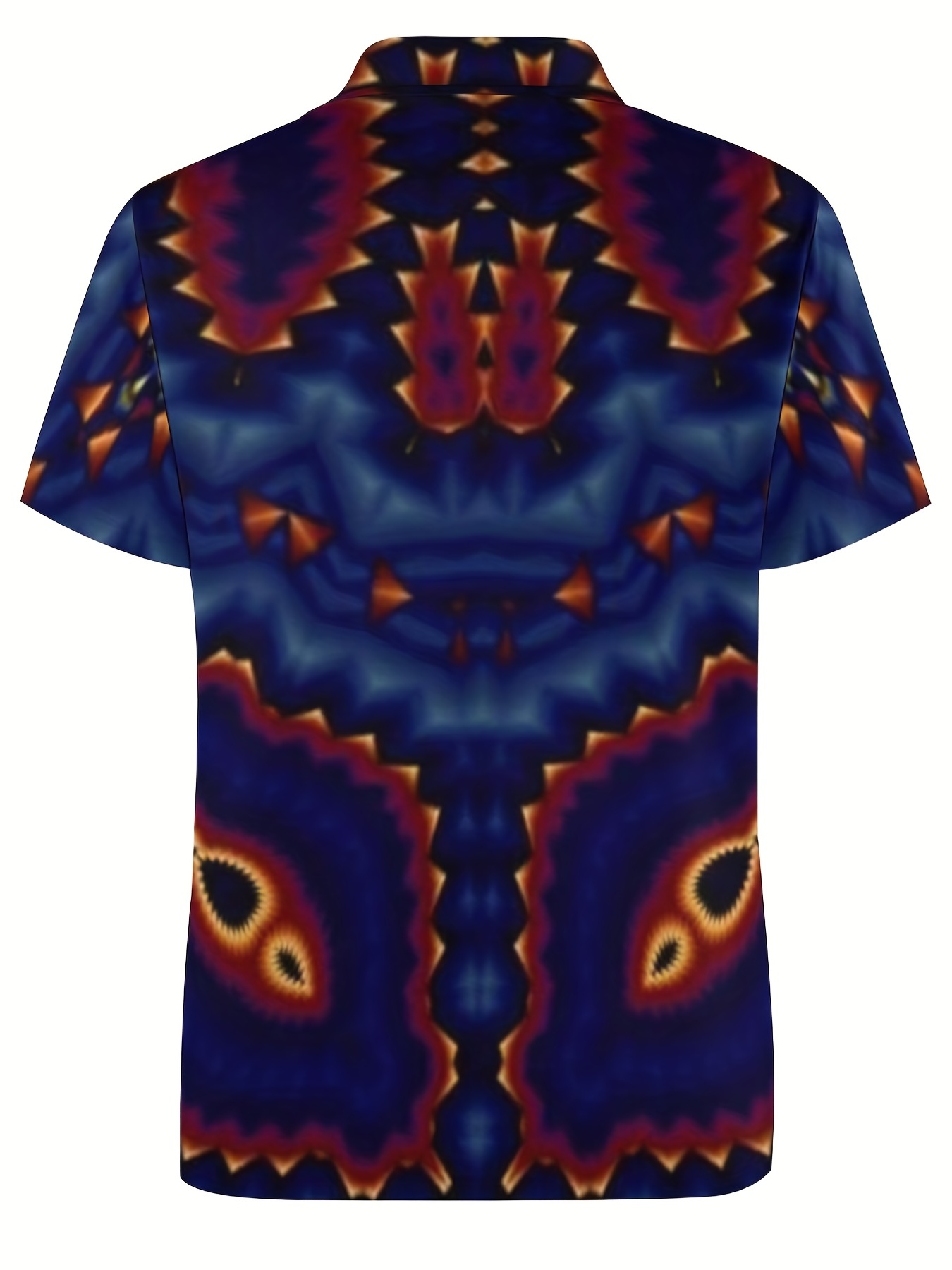 abstract pattern casual slightly stretch button short sleeve - Temu ...
