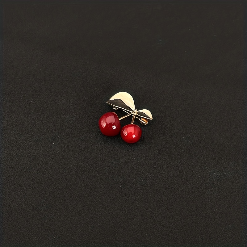 Cute Cherry Brooch Pin Crystal Corsage Collar Lapel Pin Shirt Suit ...
