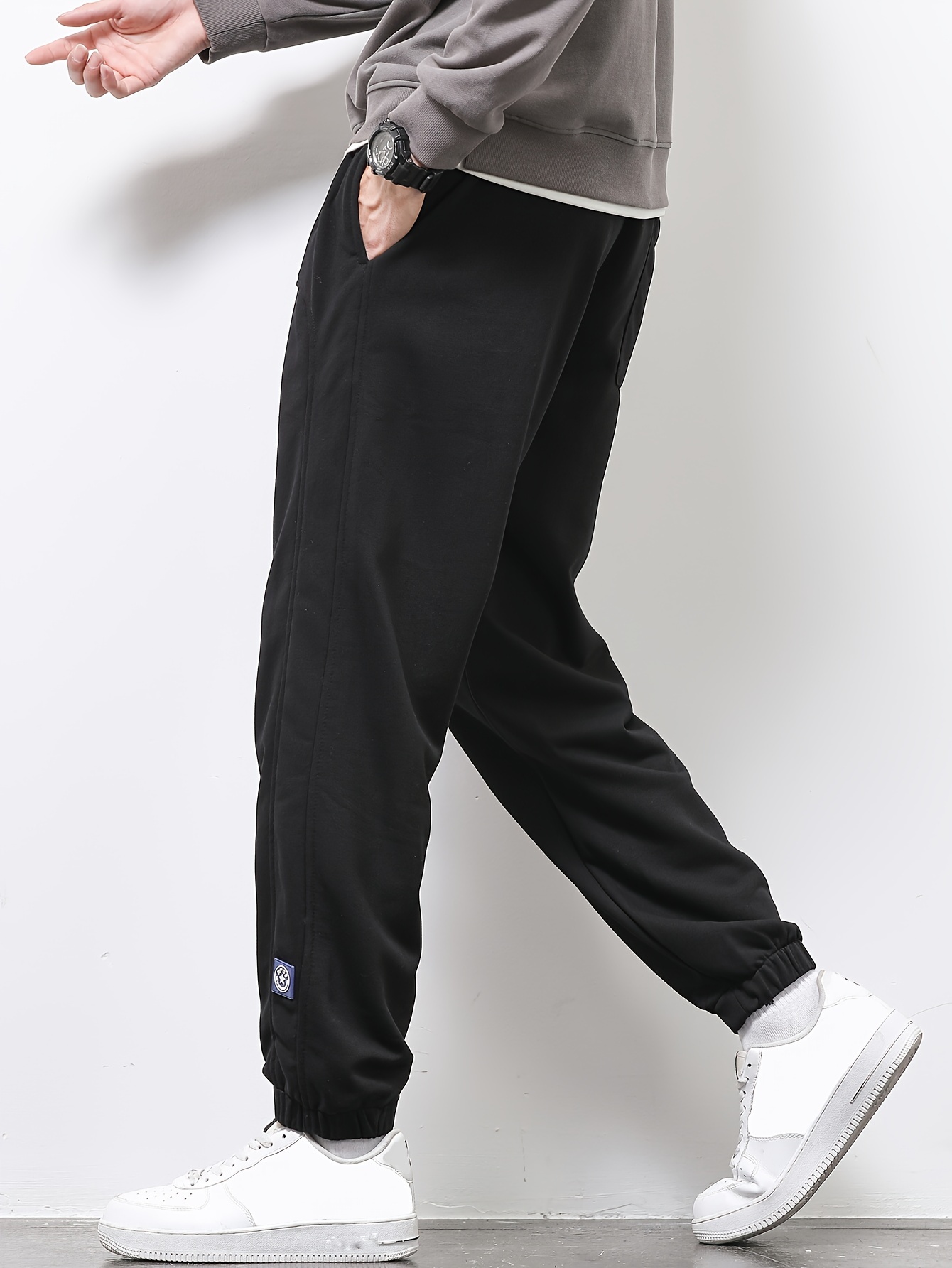 Mens Stylish Loose Solid Sweatpants Pockets Active Temu United Kingdom