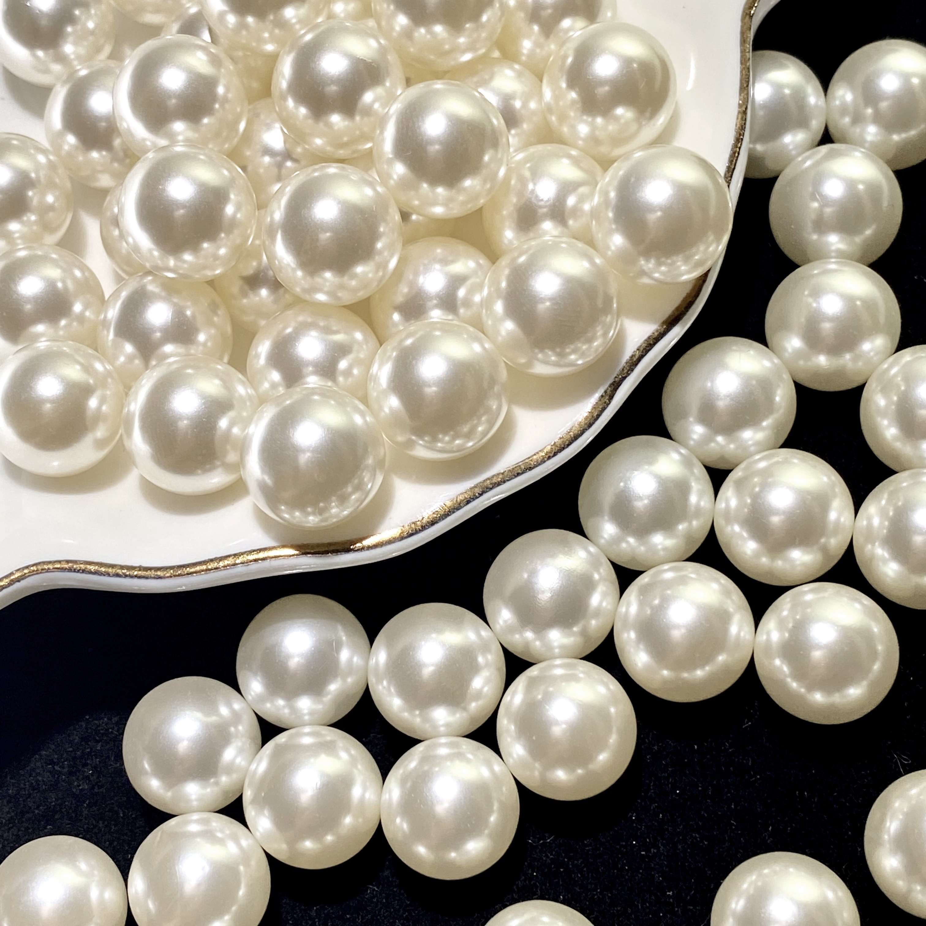 Abs Faux Pearl Non porous Beige Round Beads Handmade Diy - Temu United ...