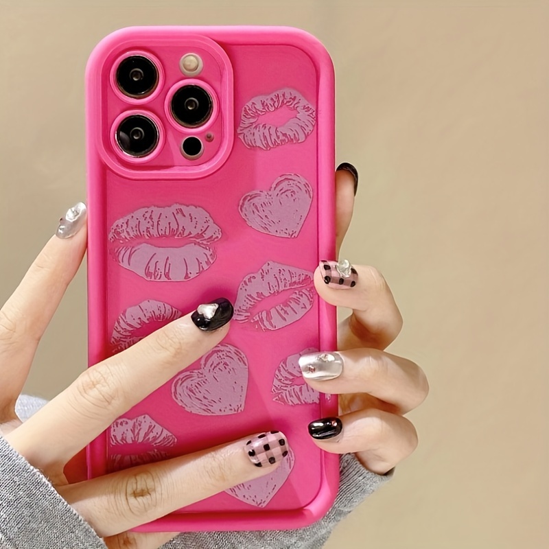 Simple Rose Red Lips Pattern All-inclusive Soft Shell Protective Case ...