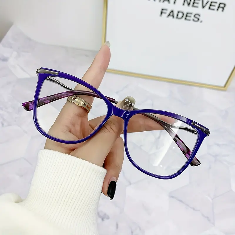 Cat Eye Tr Frame Clear Lens Glasses Decorative Temu Canada