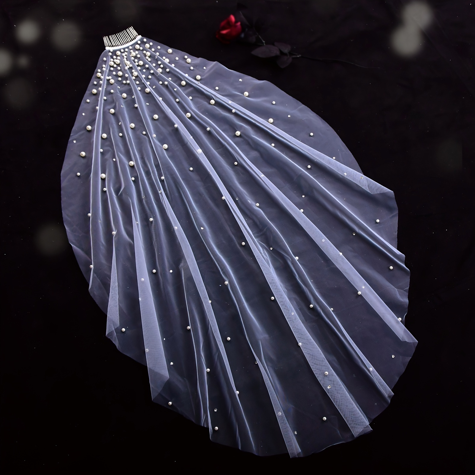 Beautiful Short Bridal Veil Decorated Faux Pearl Rhinestone - Temu Denmark