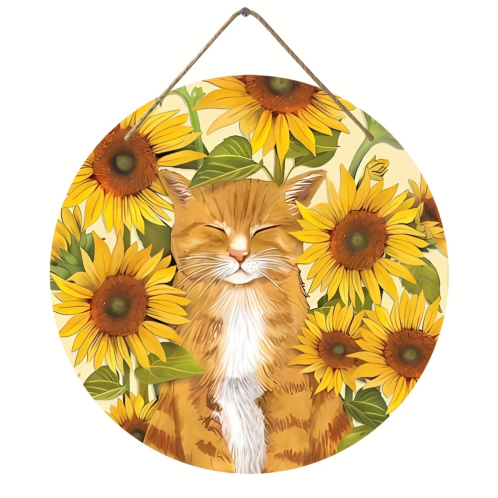 Cat Classic Round Plaque Decor Hanging Wooden Plaque Wooden - Temu ...
