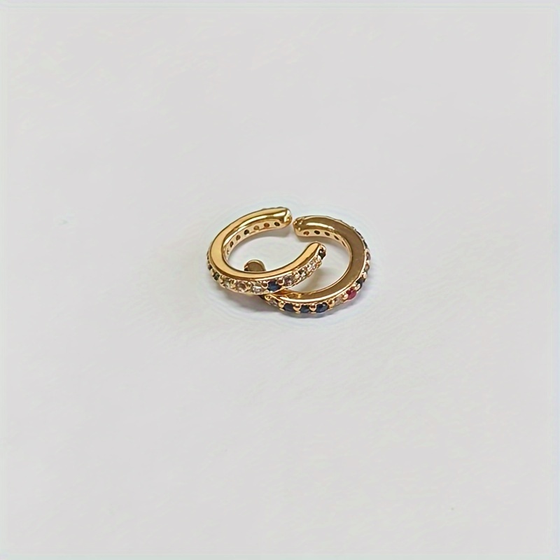 C Shape Colorful Shiny Zircon Decor Ear Cuff Elegant Simple - Temu ...