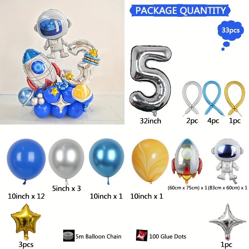 Astronaut Rocket Number Balloon Set Outer Space Theme Decor - Temu Ireland
