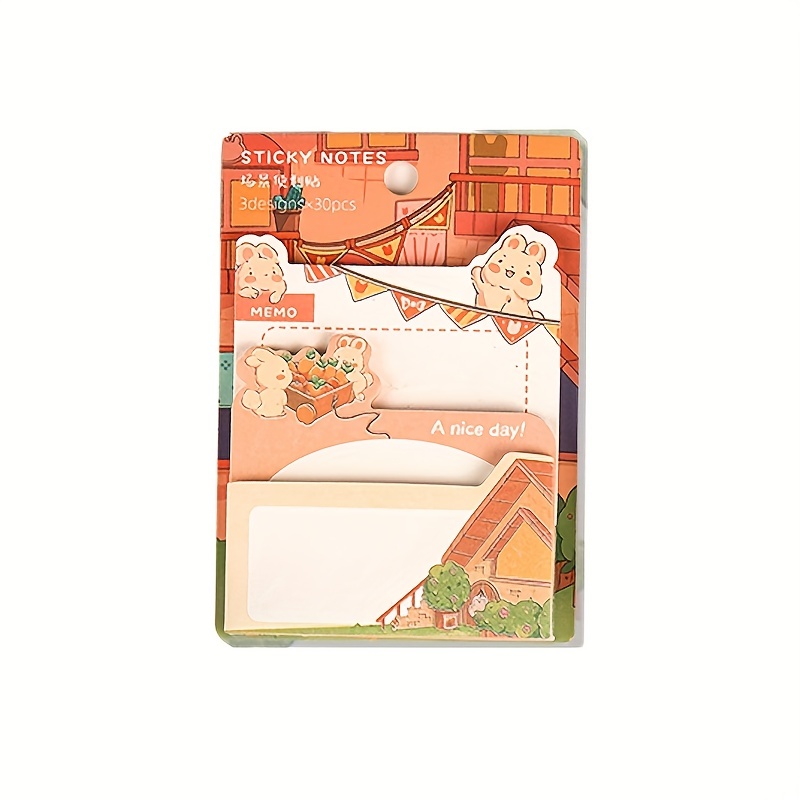 Cute Cartoon Rabbit 3 Sizes Sticky Notes Memo Pads Office - Temu Australia