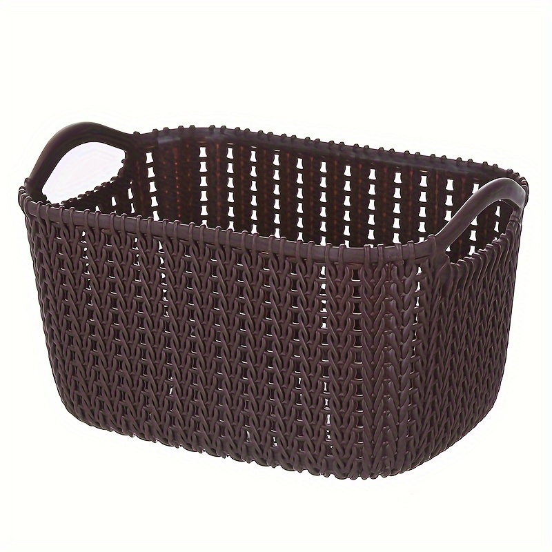 Imitation Rattan Woven Basket Plastic Sundries Storage - Temu Canada