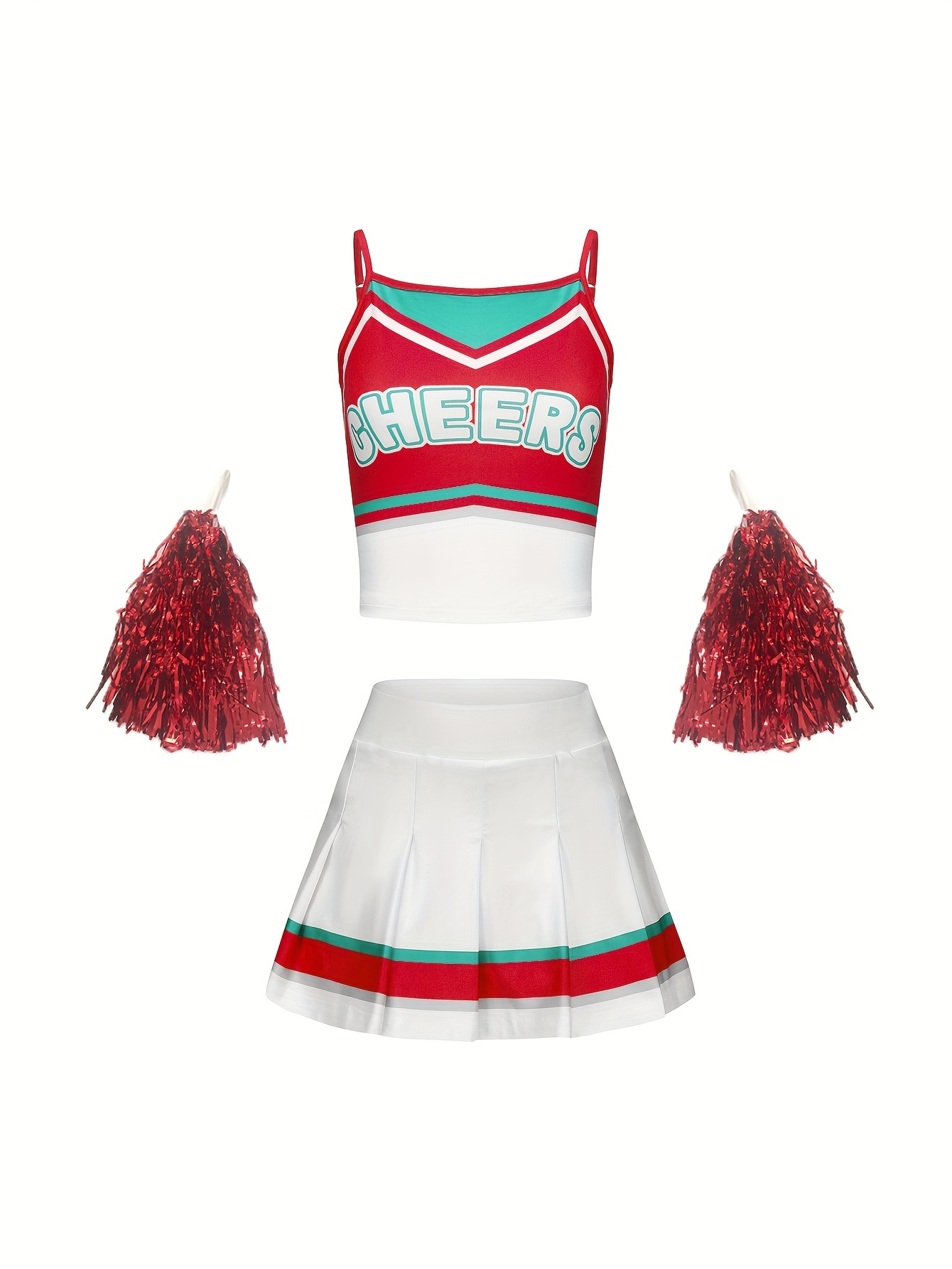 Girls Cheerleading Outfits Poms Sports Performance Spirit - Temu Australia