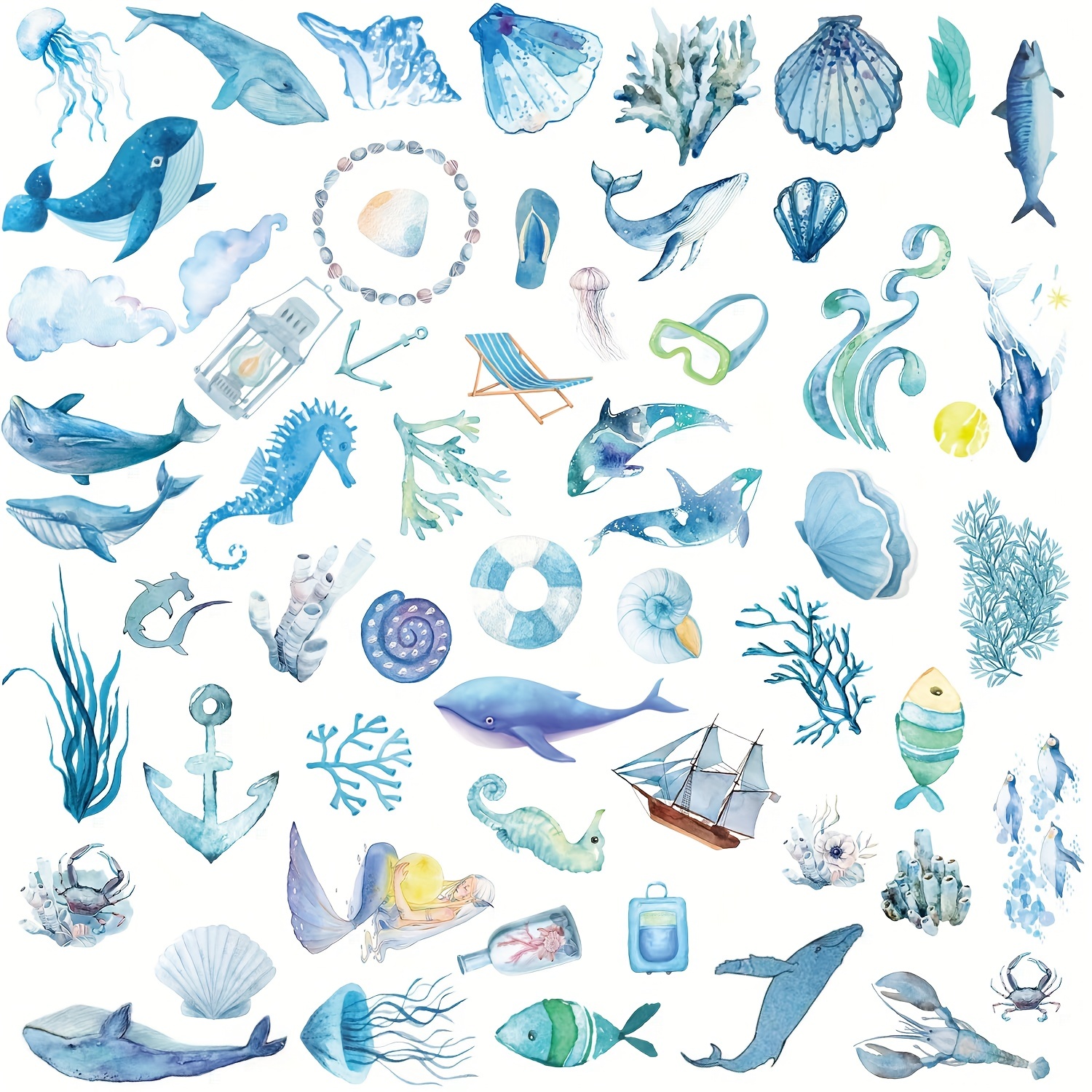 Watercolor Ocean Series Graffiti Stickers For Mobile Phone - Temu Australia