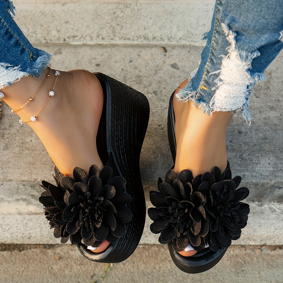 sandalias plataforma decoración flores mujer zapatos cuña - Temu Mexico