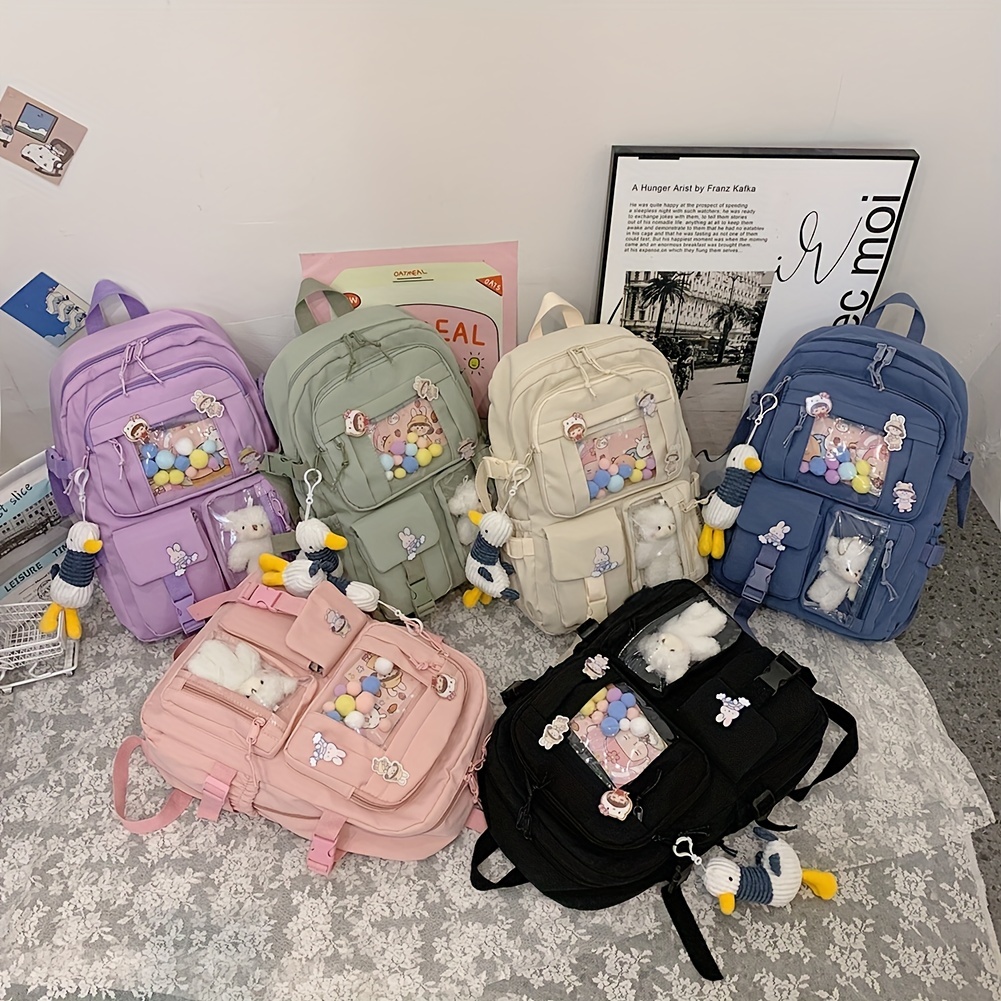 Mochilas Lindas Mochila Escolar De Tela Oxford Multibolsillo ...