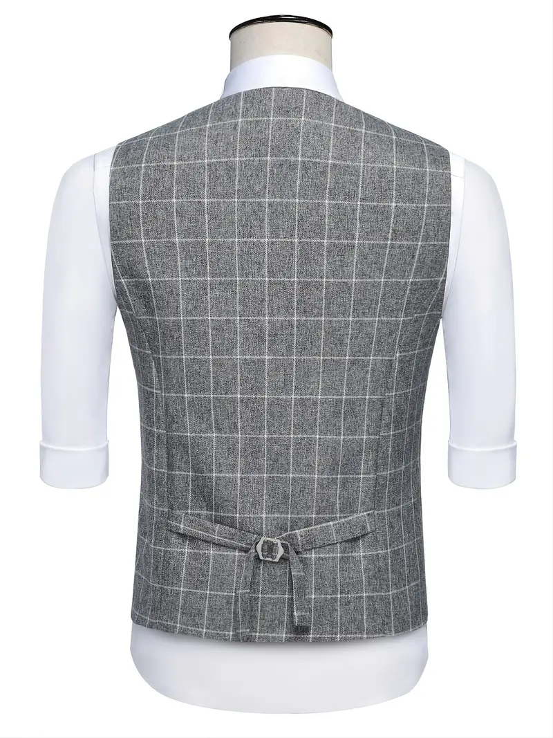 Mens Casual V Neck Plaid Slim Fit Single Breasted Suit Vest Temu