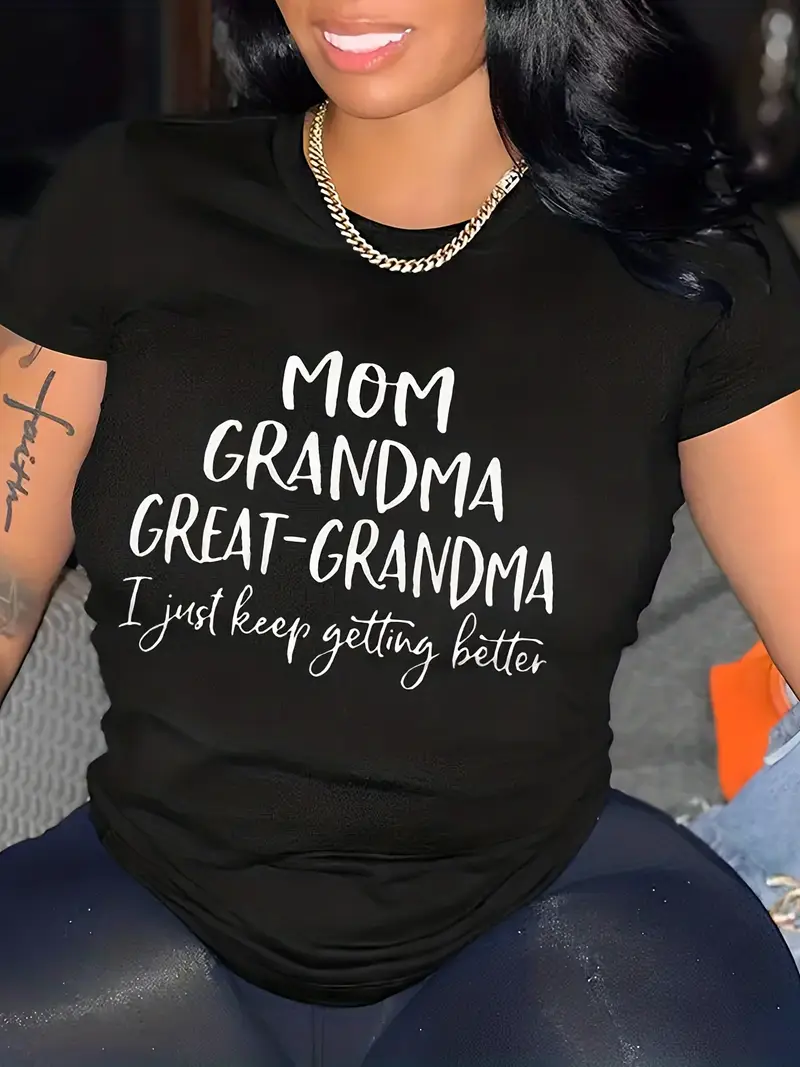 Letter Print Crew Neck T Shirt Casual Short Sleeve T Shirt Temu Australia