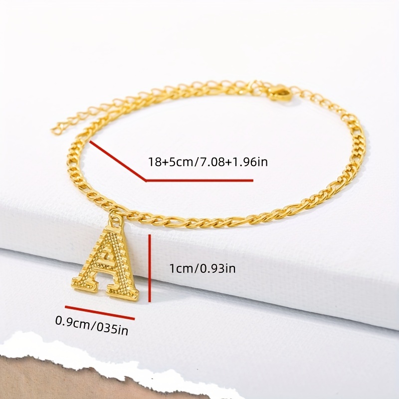 18k Gold Plated Letter Pendant Link Chain Anklet Elegant - Temu United ...