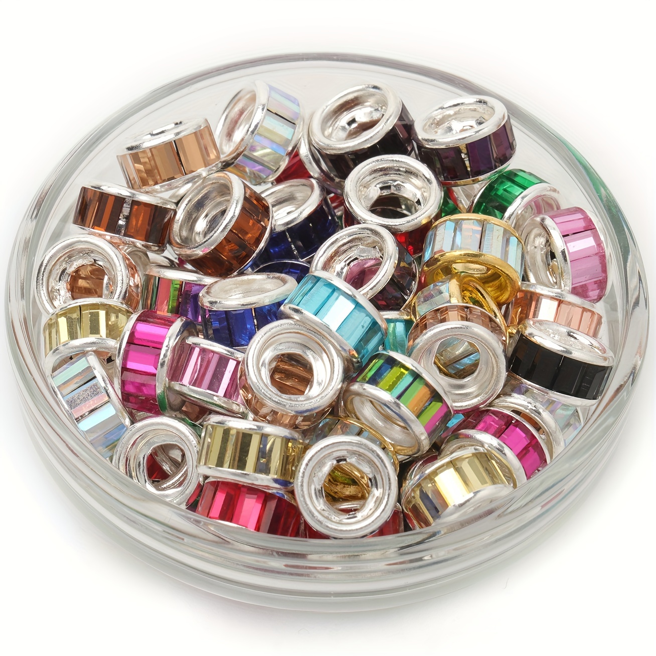 Large Hole Drill Ring Rhinestone Spacer Beads Jewelry Making - Temu ...