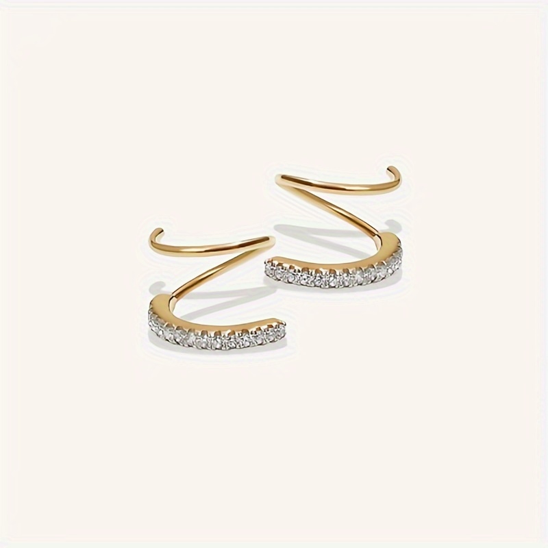 Twisted Bar Zirconia Ear Cuff Unique Stud Earrings - Temu United Kingdom