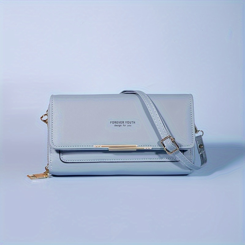 Solid Color Square Shoulder Bag Stylish Flap Crossbody Bag - Temu ...