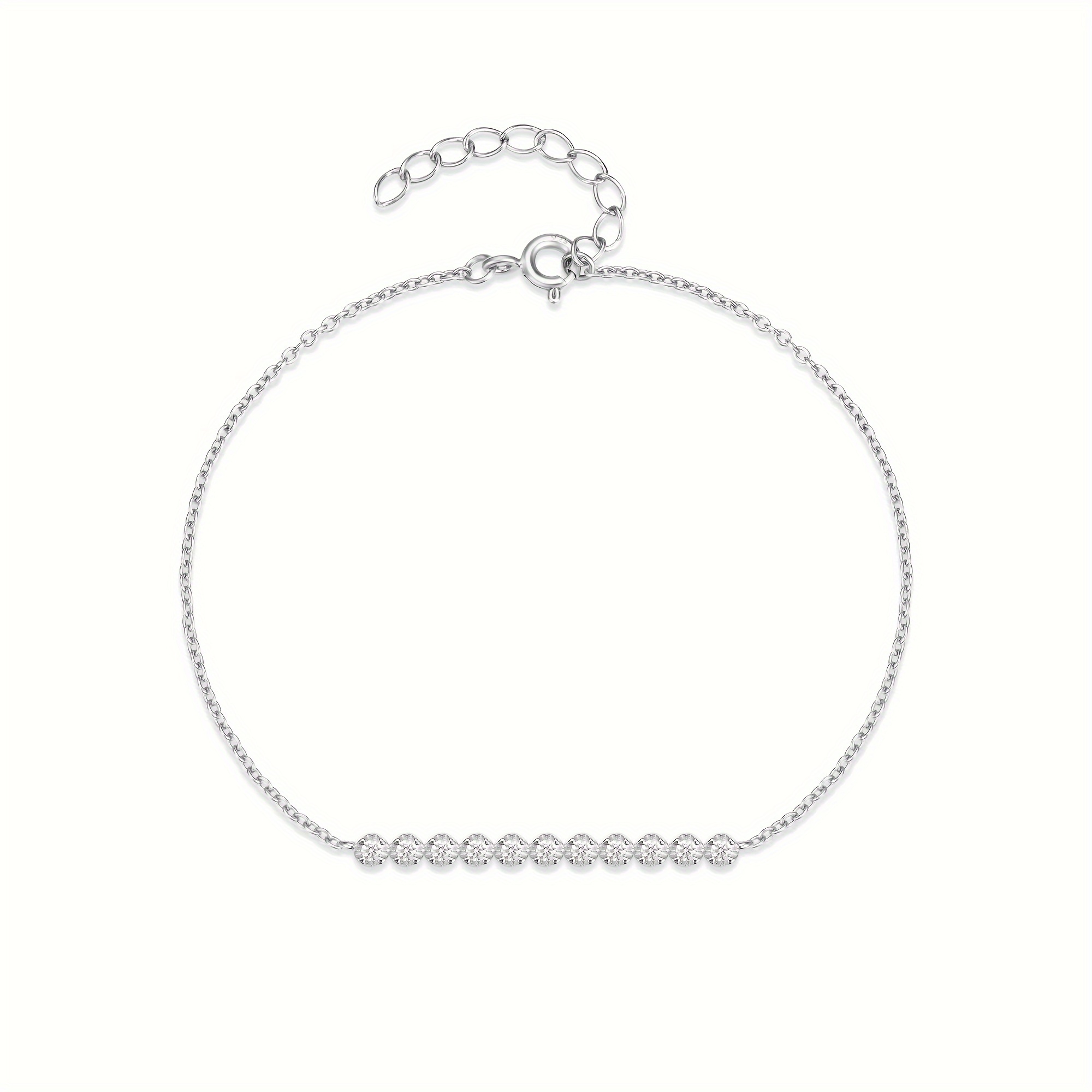 Mini Zircon Flower 925 Sterling Silver Thin Chain Bracelet - Temu New ...