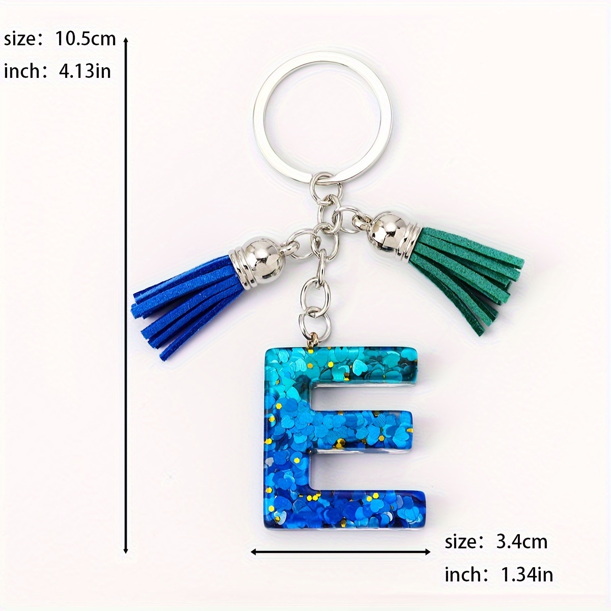 Blue Letter Sequin Keychain Blue/green Tassel Pendant - Temu United Kingdom