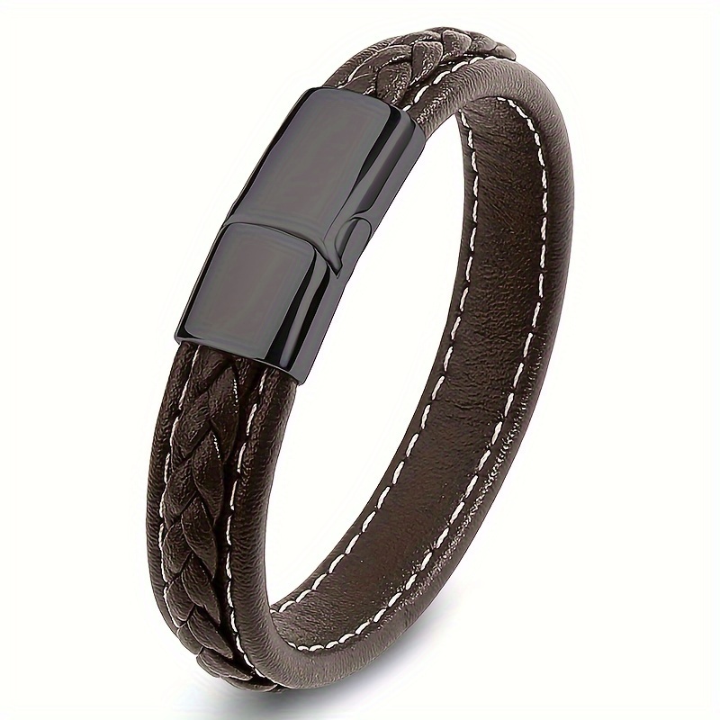 Cool Men's Black Pu Leather Bracelet - Temu United Kingdom