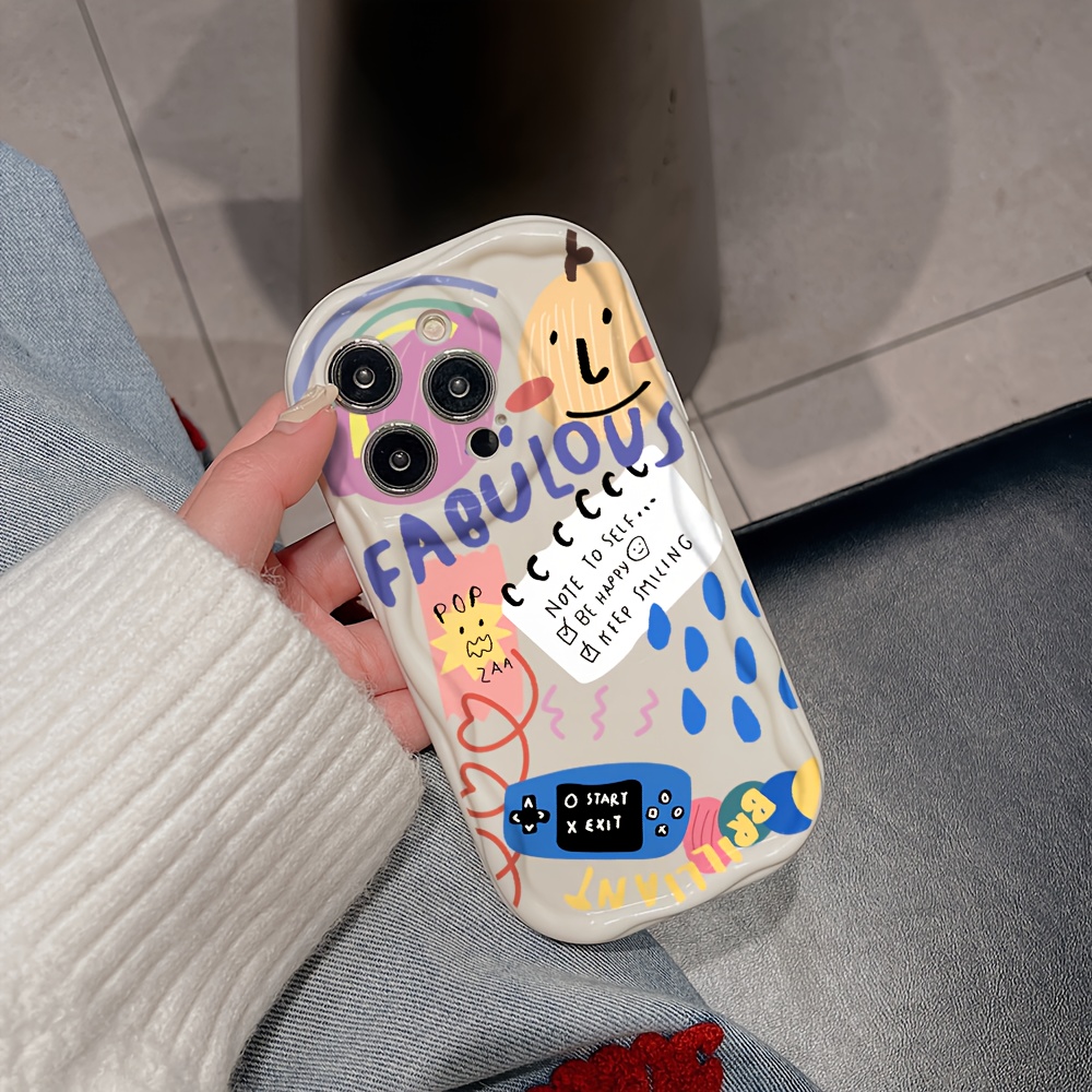 Mobile Phone Case Cartoon Printed Cream Edge Mobile Phone - Temu South ...