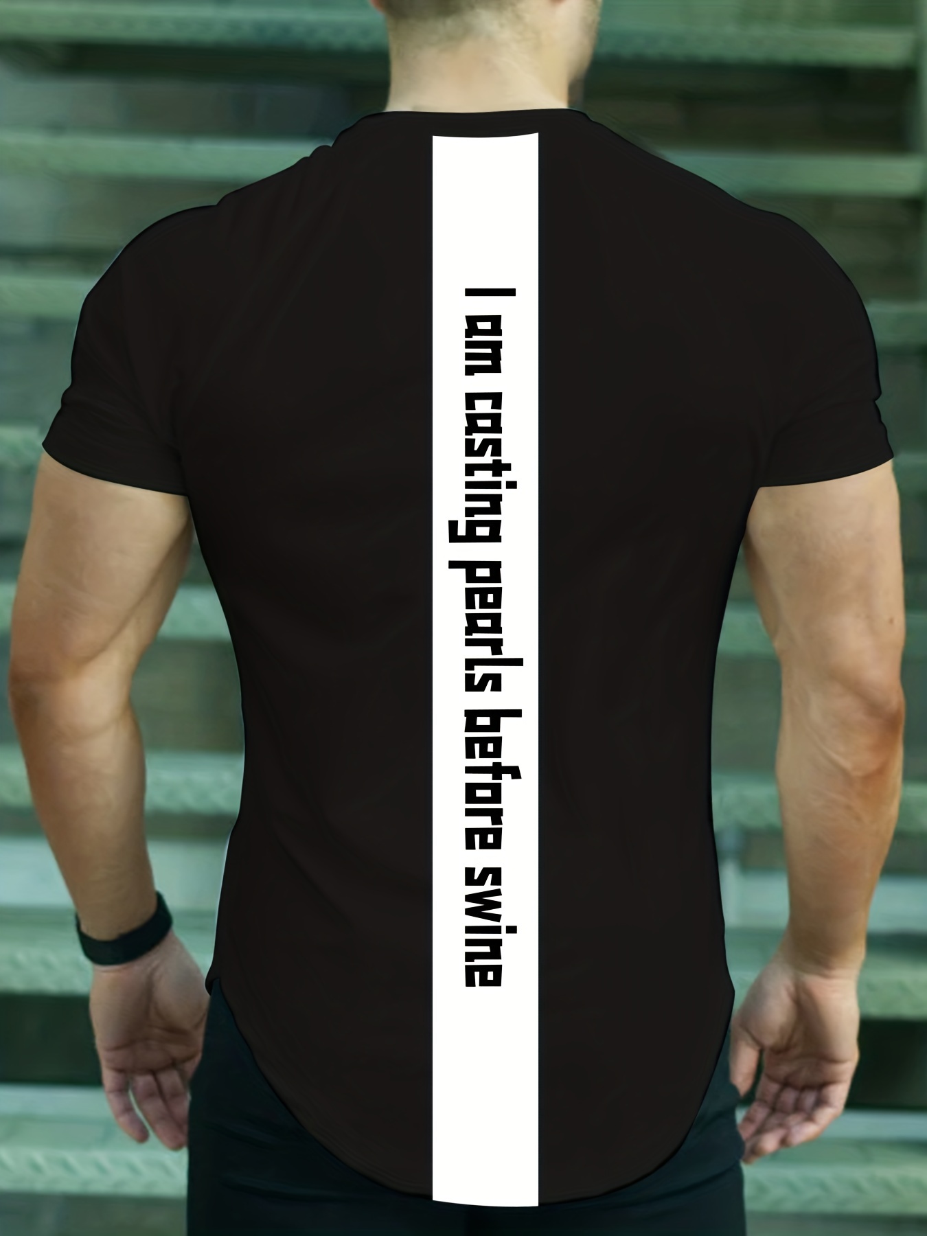 プラスサイズの男性用「豚に真珠を投げるつもりだ」というグラフィックプリントtシャツ 短袖 ビッグ＆トールガイズ用 Temu Japan