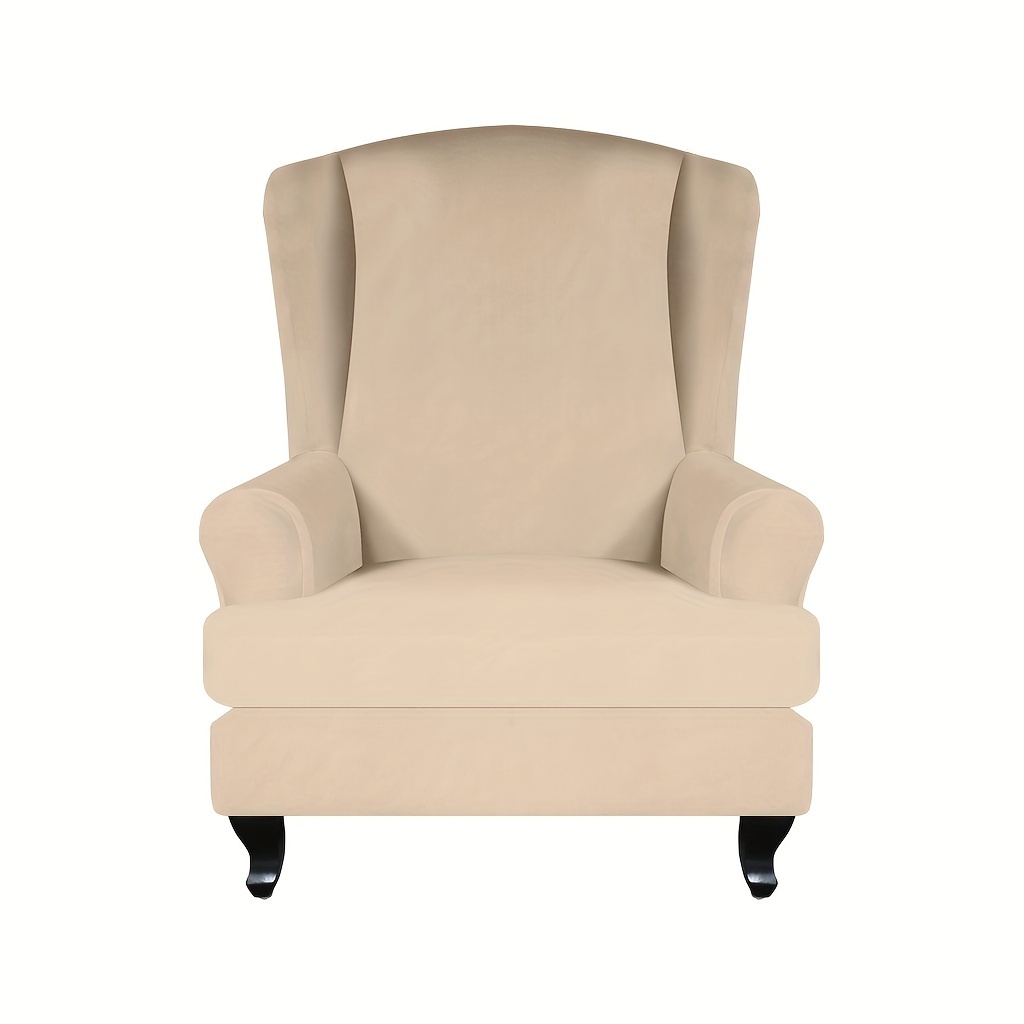 Fabric Solid Color Elastic Wingback Chair Cover Dust proof - Temu ...