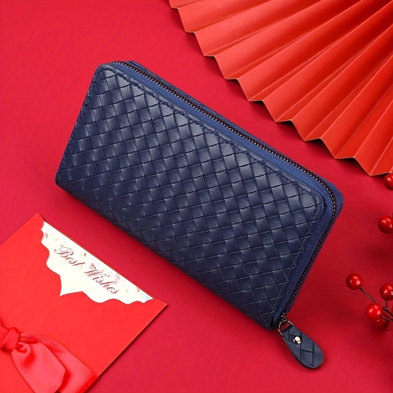 Trendy Woven Pattern Long Wallet Solid Color Multi card - Temu United ...