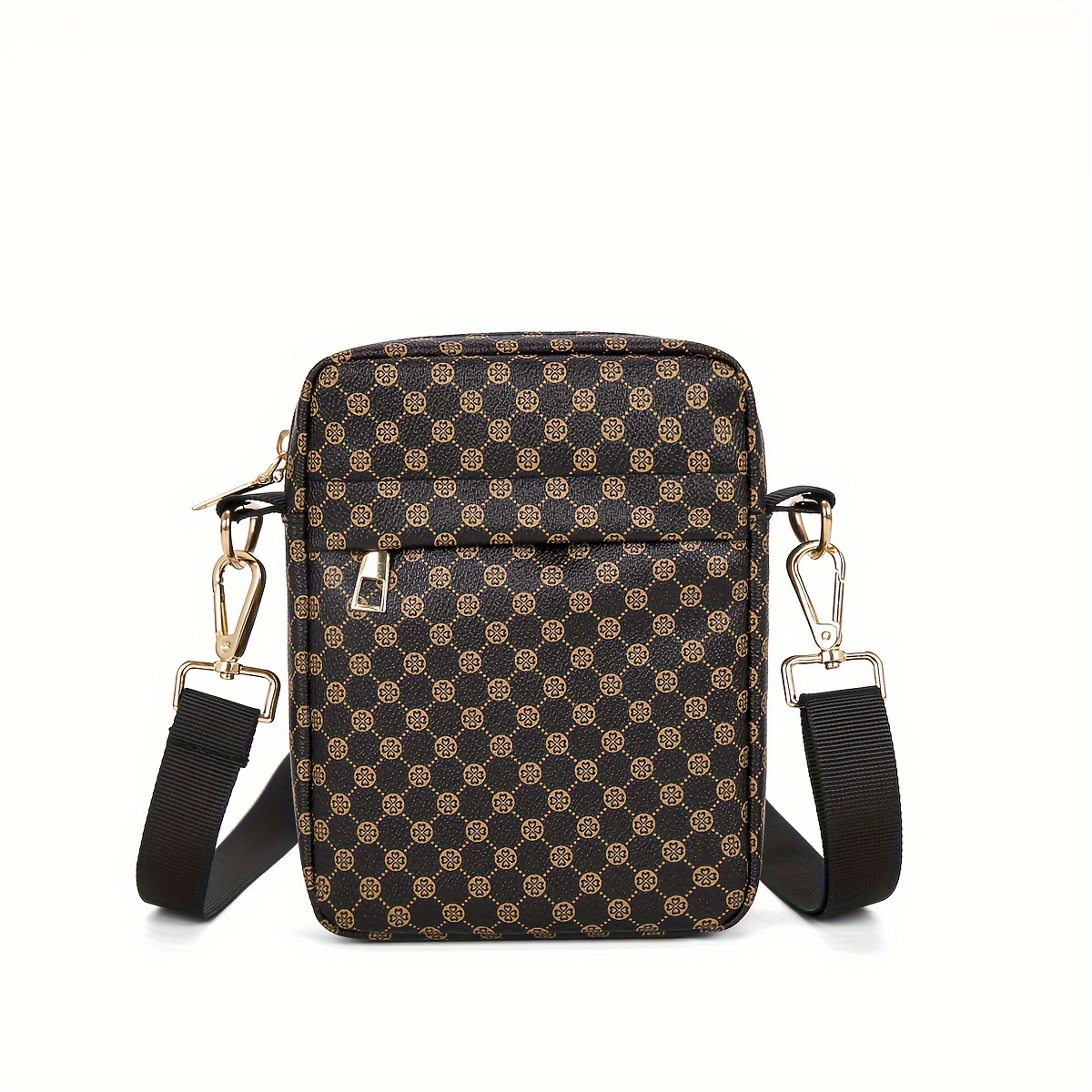 Men's Mini Checkered Print Pu Square Bag Portable Crossbody - Temu ...