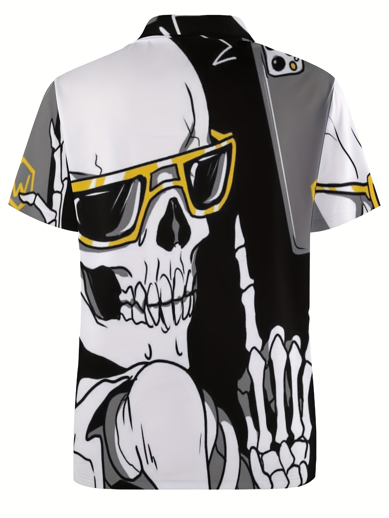 Skeleton Golden Glasses Casual Slightly Stretch Button Short - Temu New ...