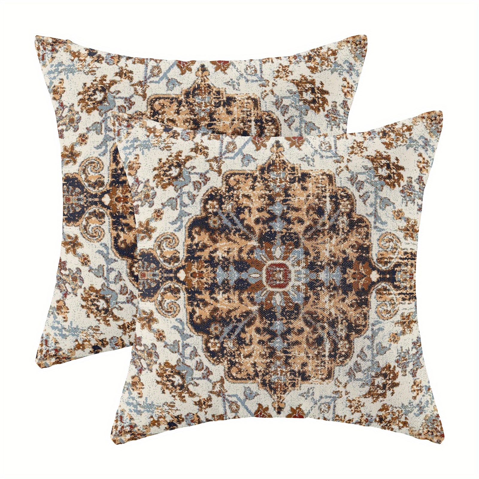 Boho Pillow Covers Carpet Pattern Throw Pillows Case Navy - Temu New ...