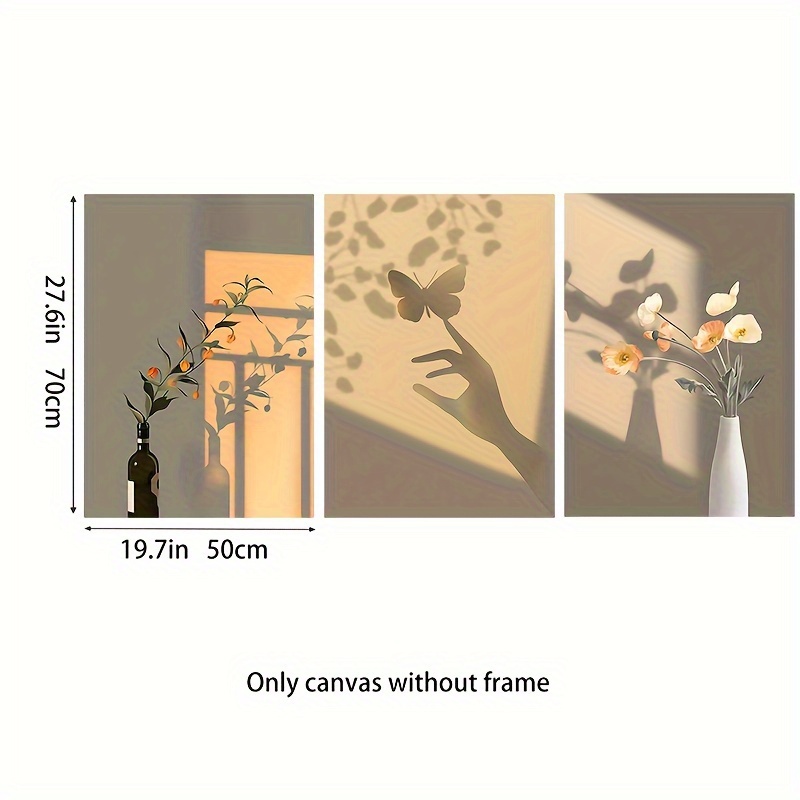 3pcs Set Nordic Canvas Print Posters Shadow Of Window Picture Flowers ...