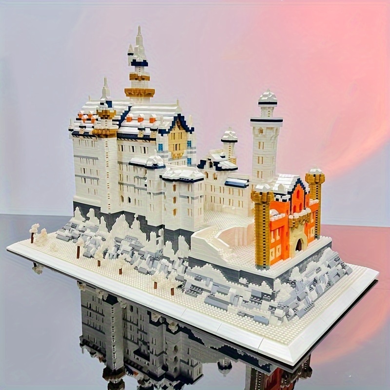 Miniature Blocks World Landscape Architecture Swan Lake Castle Assembly ...