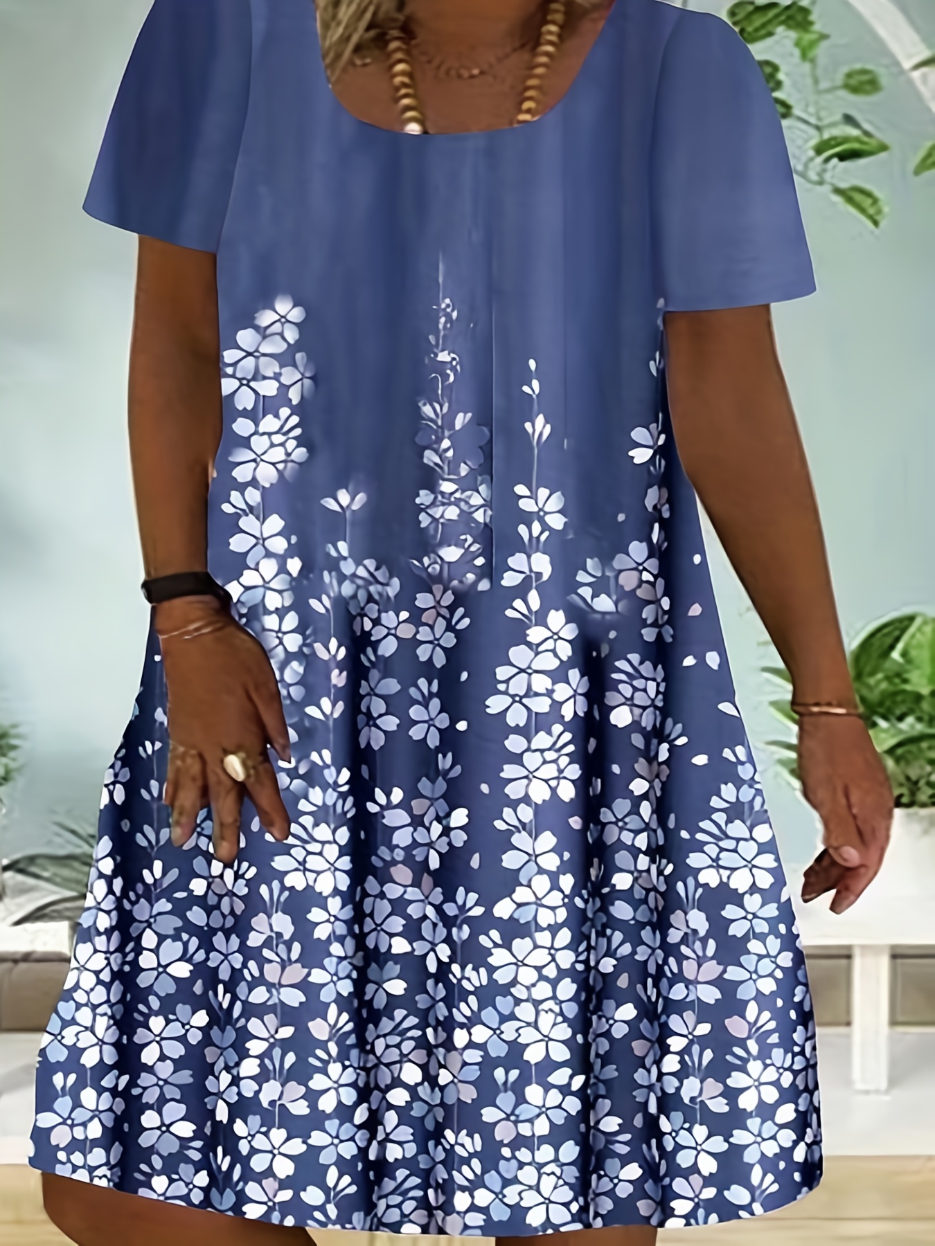 Casual Dress Plus Size Women s Plus Floral Print Short - Temu Australia