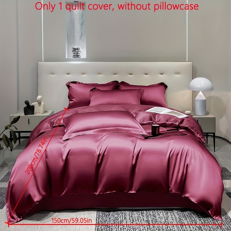 Wine Red Satin Duvet Cover (separate Duvet Cover No Duvet - Temu United ...