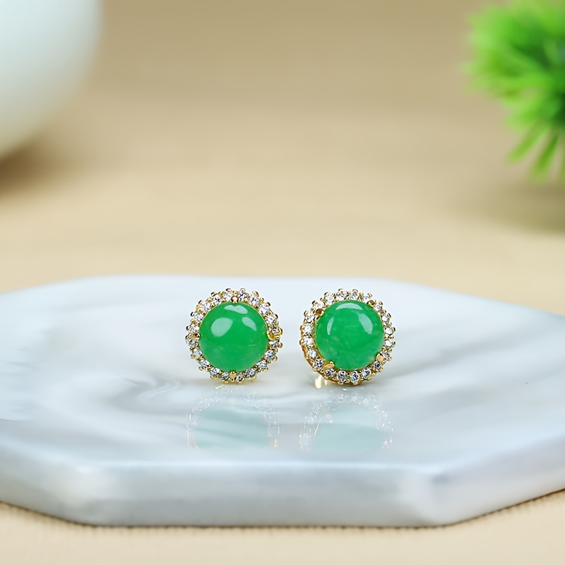 Men's Fashion Green Stone Earrings Daily Couple Ear Jewelry - Temu New ...
