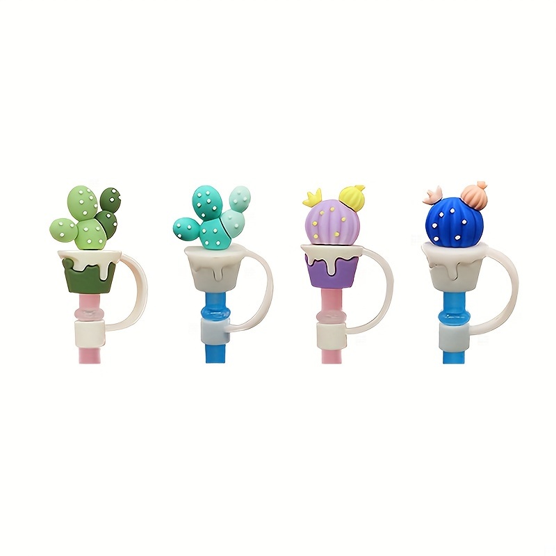 Straw Tips Cover Reusable Cute Silicone Straw Dustproof - Temu Canada