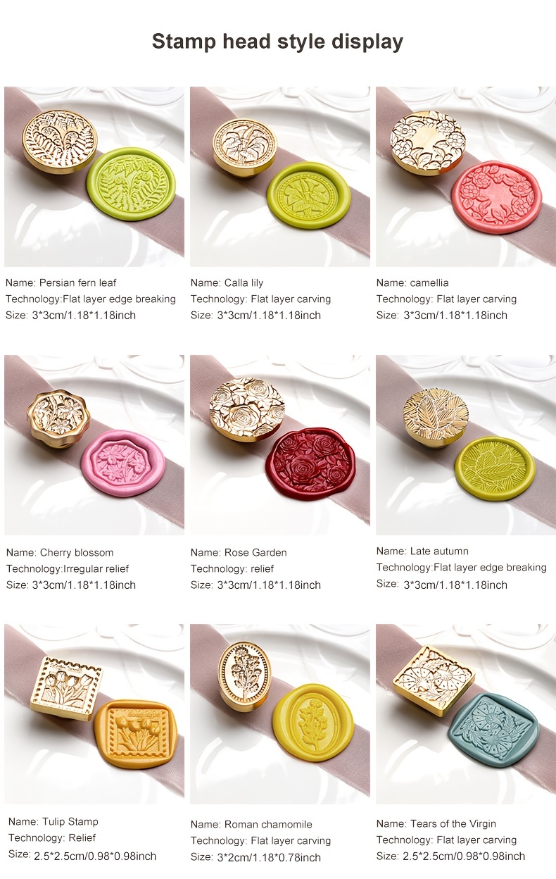 New Stamp Head Wax Seal Flowers Grasses Retro Irregular - Temu