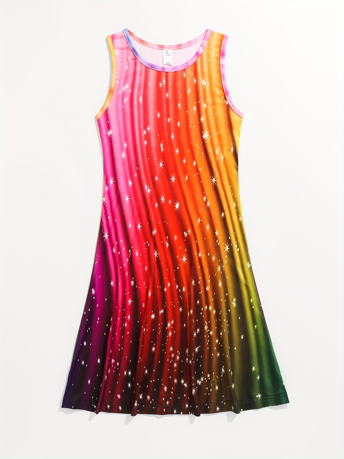 Cute Princess Dress Girls Rainbow Seven Color 3d Print - Temu