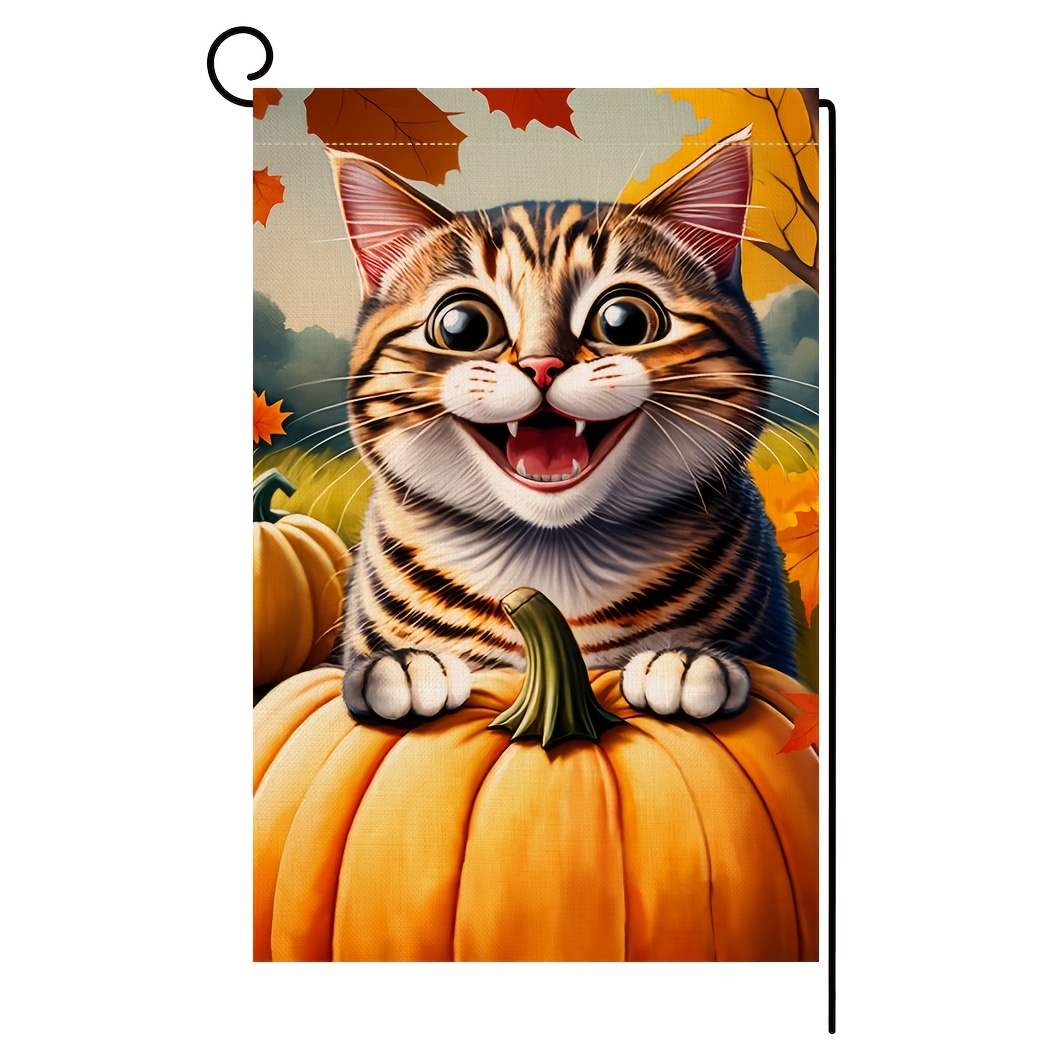 Funny Cat Fall Garden Flag Vertical Double Sided Autumn Temu New Zealand