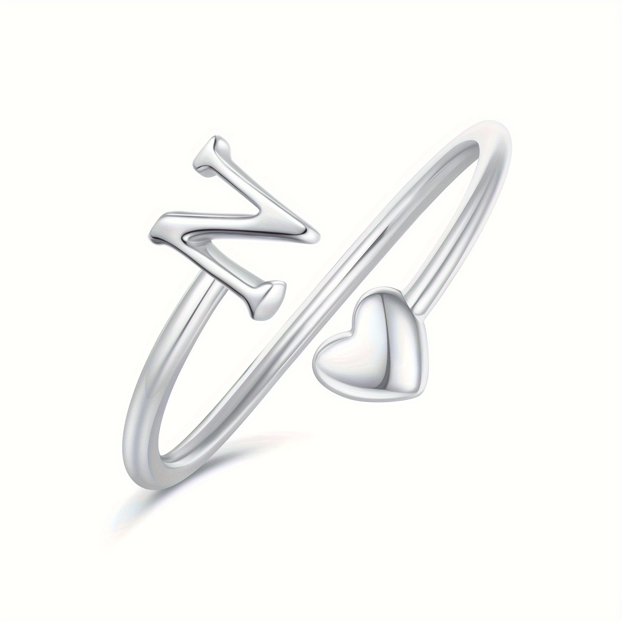 Heart Initial Rings Women Initial Heart Ring Stackable Ring - Temu Portugal